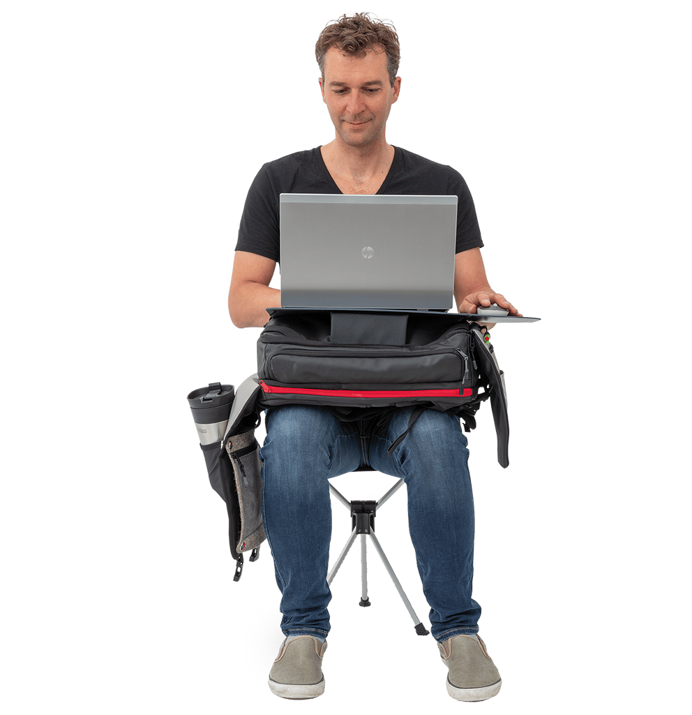 Laptoprucksack mit Sitzhocker - weltneuheit - CAROSMART®